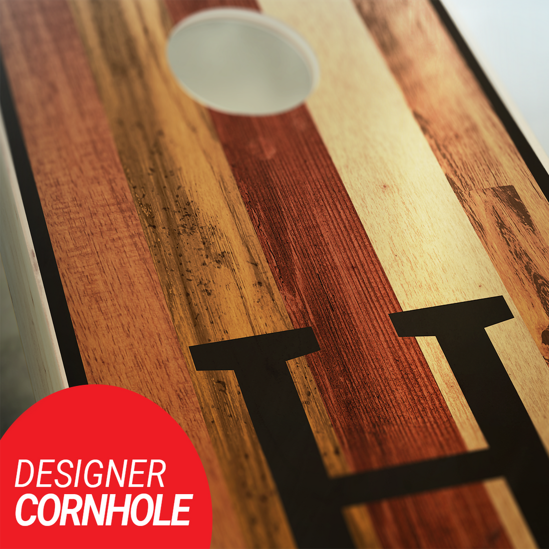 Personalized Black Multicolor Monogram Cornhole Set