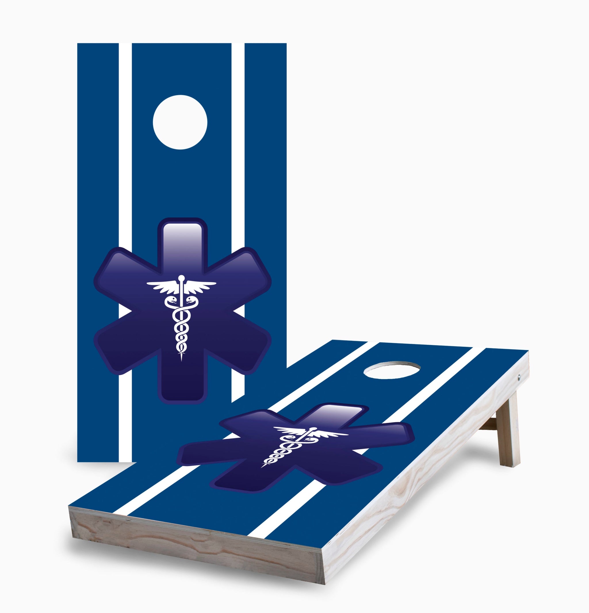 EMT Blue Cornhole Board Set – Skip's Garage