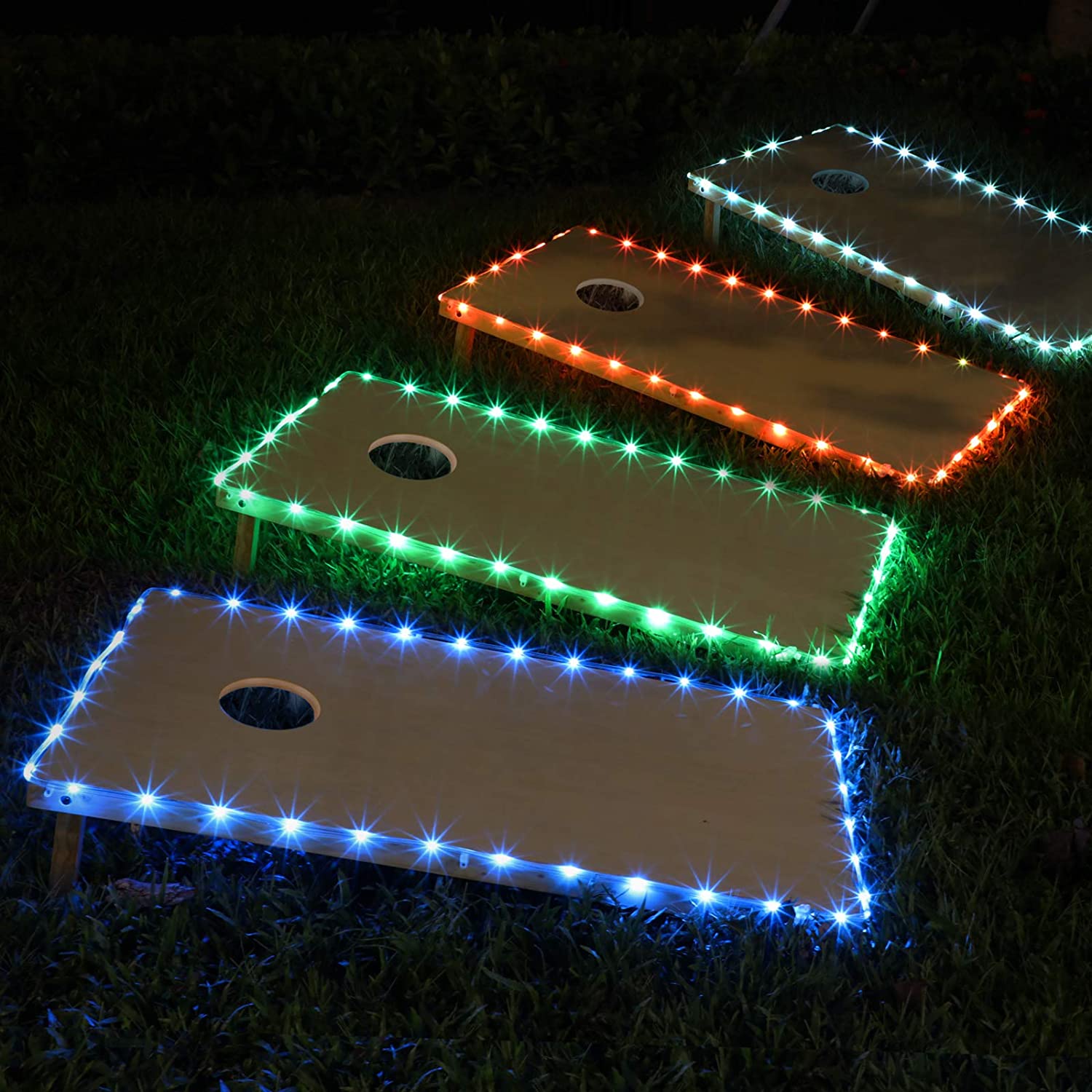Personalized White Multicolor Monogram Cornhole Set